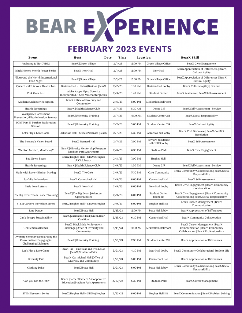 Event Schedule – Bear Experience