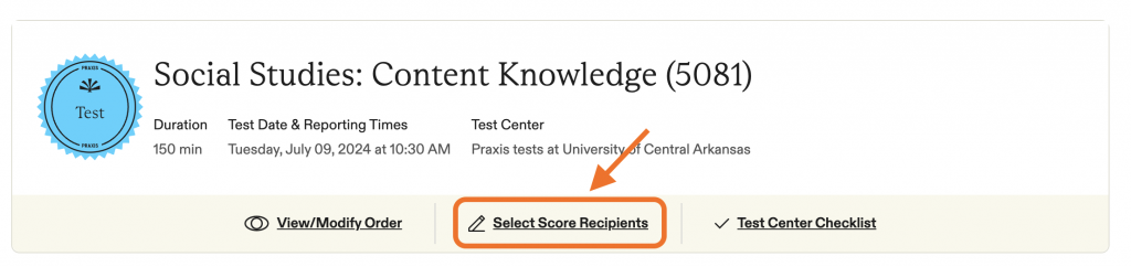 Sending Praxis Scores to UCA — Office of Candidate Services