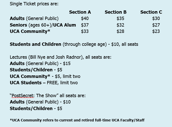 single tickets web – UCA PUBLIC APPEARANCES